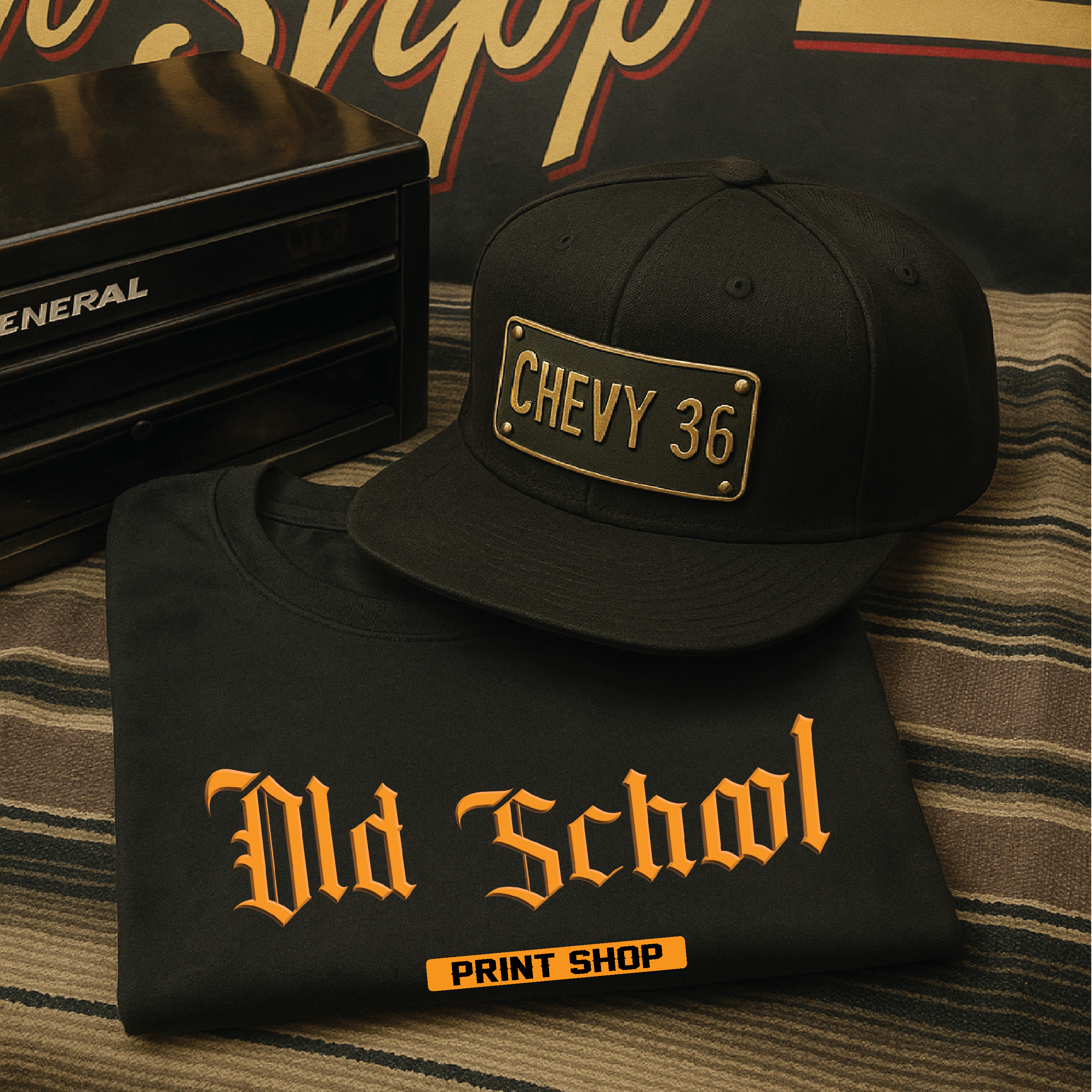 Custom T-Shirts and Plaque Hats – Old School Print Shop